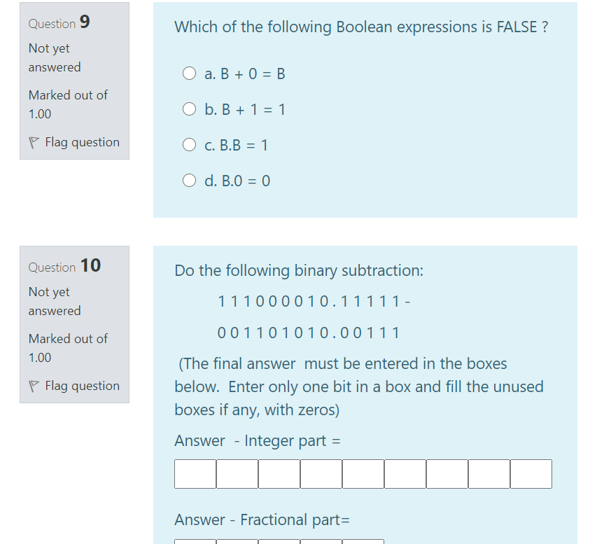 Solved Question 9 Which of the following Boolean expressions | Chegg.com