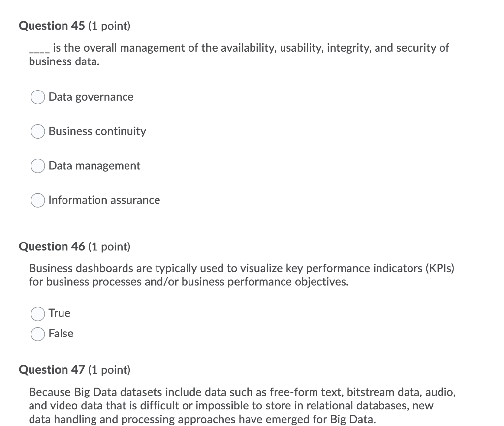Solved Question 41 (1 point) Data stored in data warehouses | Chegg.com
