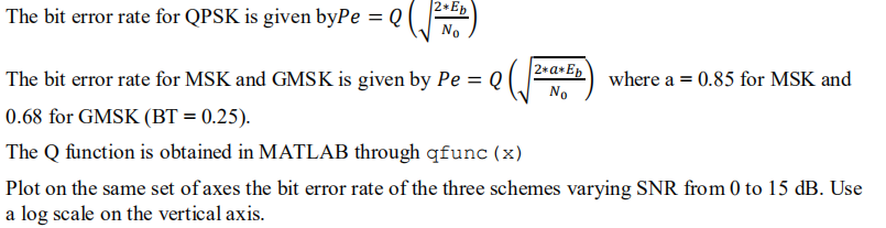 Solved The bit error rate for QPSK is given bype = Q 2 Ep No | Chegg.com