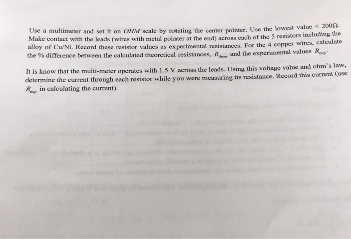 Solved Laboratory: Electrical resistance and resistivity | Chegg.com