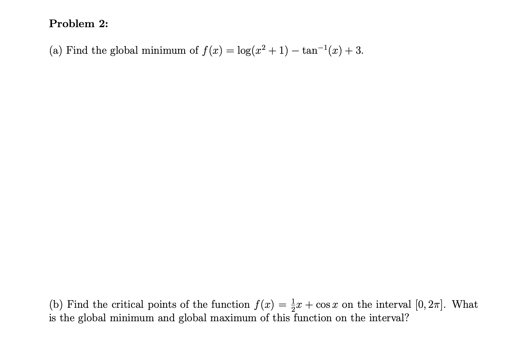 Solved Problem 2:(a) ﻿Find the global minimum of | Chegg.com