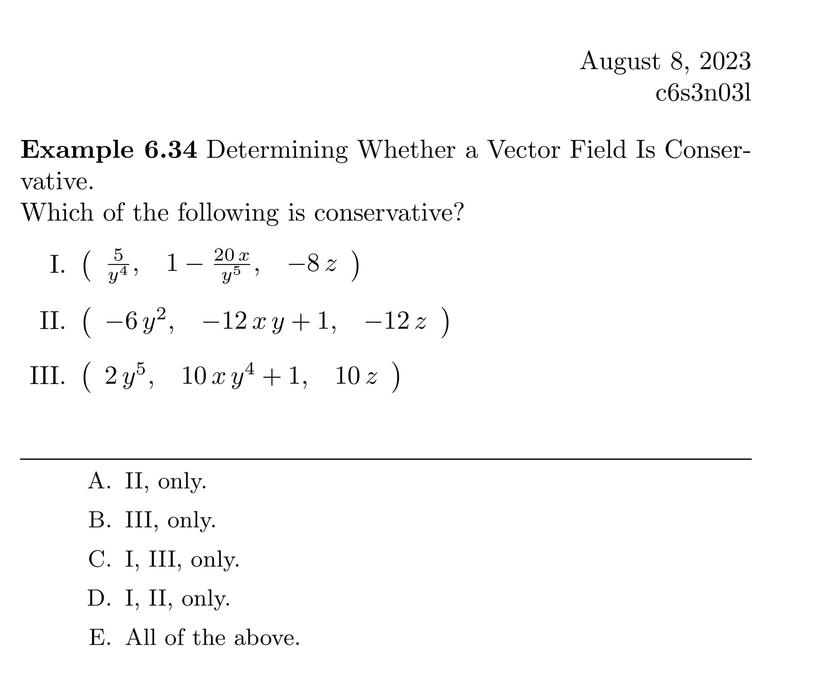 Solved Example 6.34 Determining Whether a Vector Field Is | Chegg.com