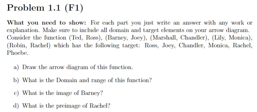 Solved Problem 1.1 (F1)What you need to show: For each part | Chegg.com