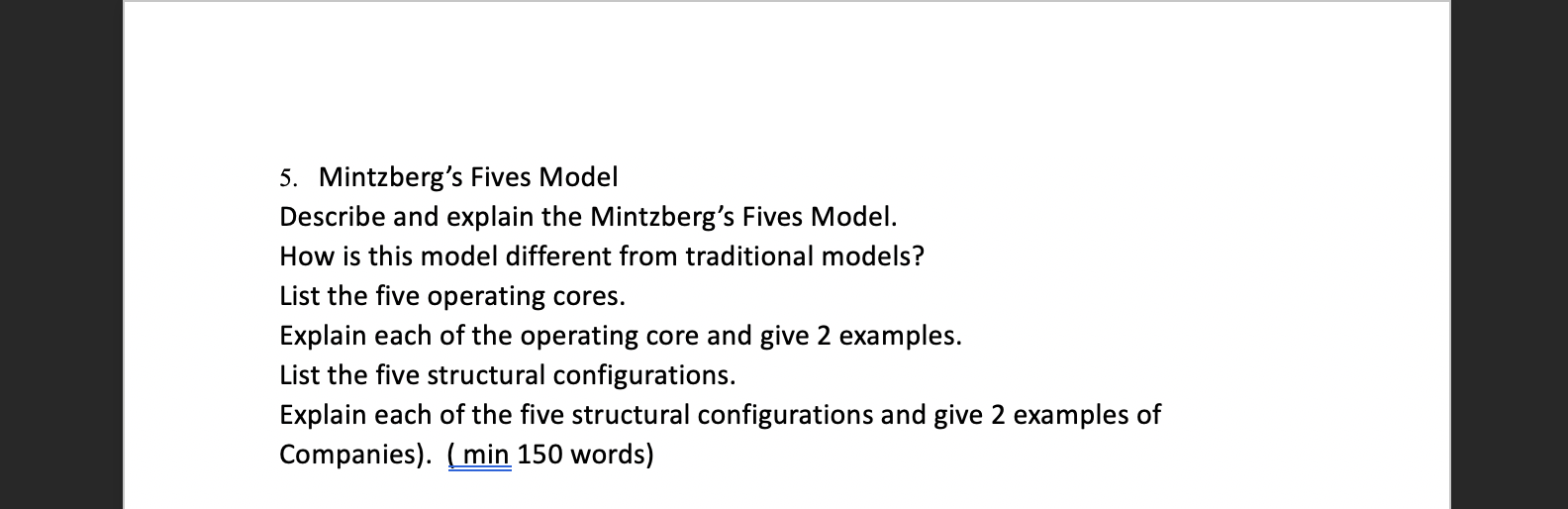 Solved 4. Mintzberg Five P's of Strategy List the five P's | Chegg.com