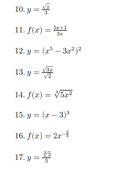 Solved Find the derivative of each of the following | Chegg.com