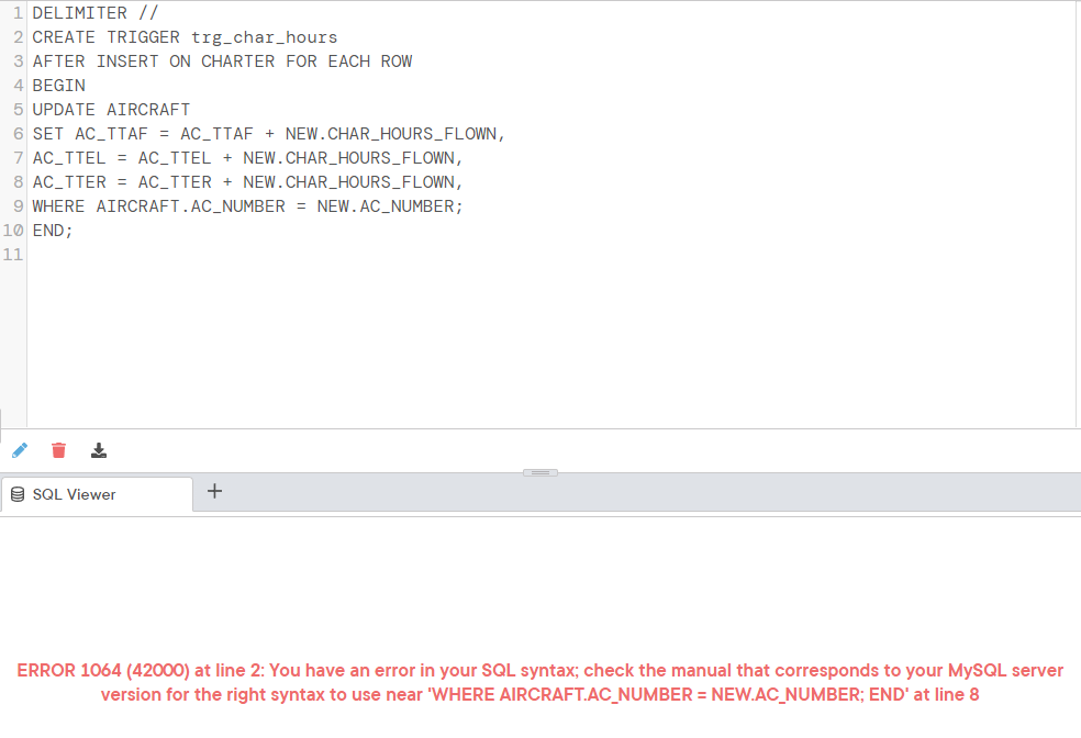 Solved Create a trigger named trg_char_hours that | Chegg.com