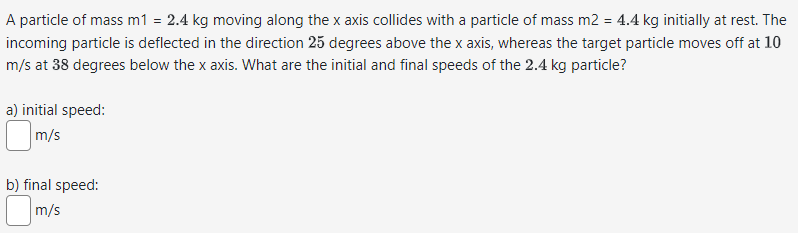 Solved A particle of mass m1=2.4 kg moving along the x axis | Chegg.com