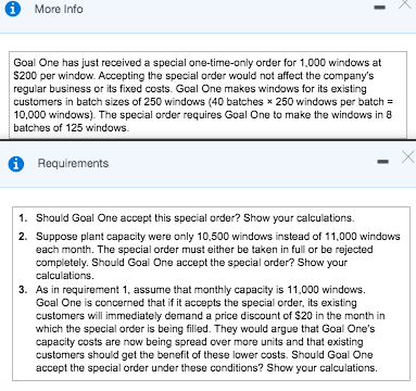 Solved The Goal One Company manufactures windows. Its | Chegg.com