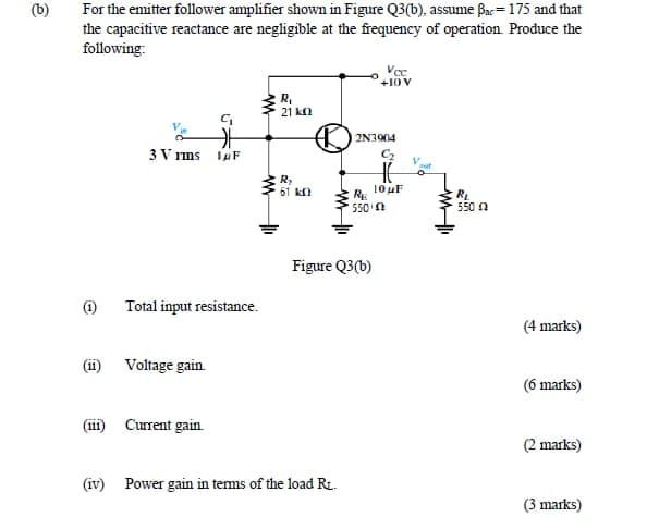 Solved 03(a) Produce a minimum value for the emitter bypass | Chegg.com