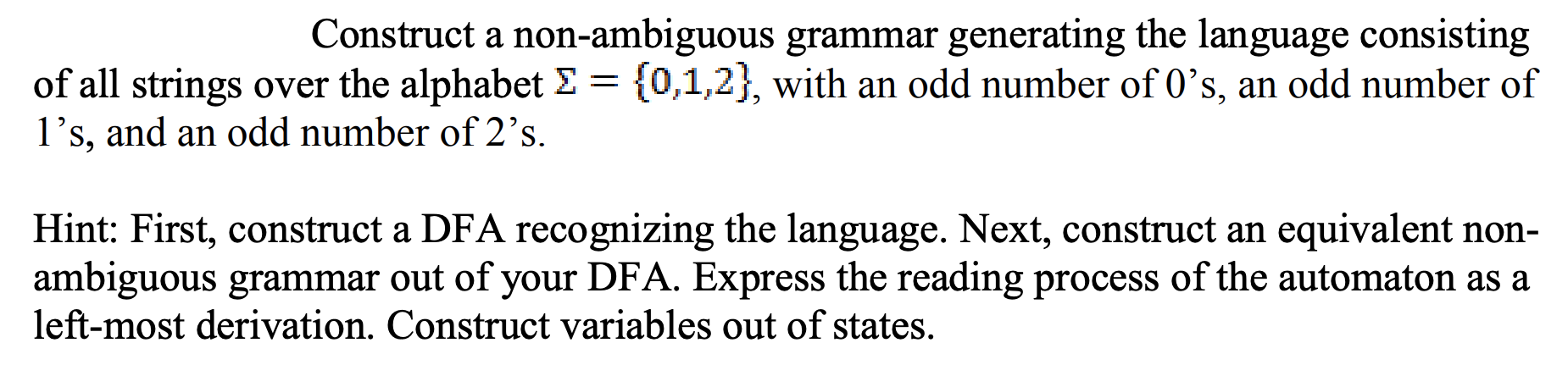 Solved Construct a non-ambiguous grammar generating the | Chegg.com