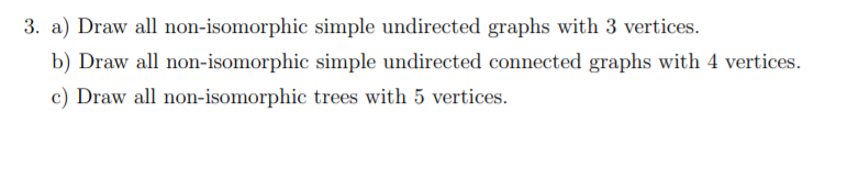 Solved 3. a) Draw all non-isomorphic simple undirected | Chegg.com Solved 3. a) Draw all non-isomorphic simple undirected | Chegg.com