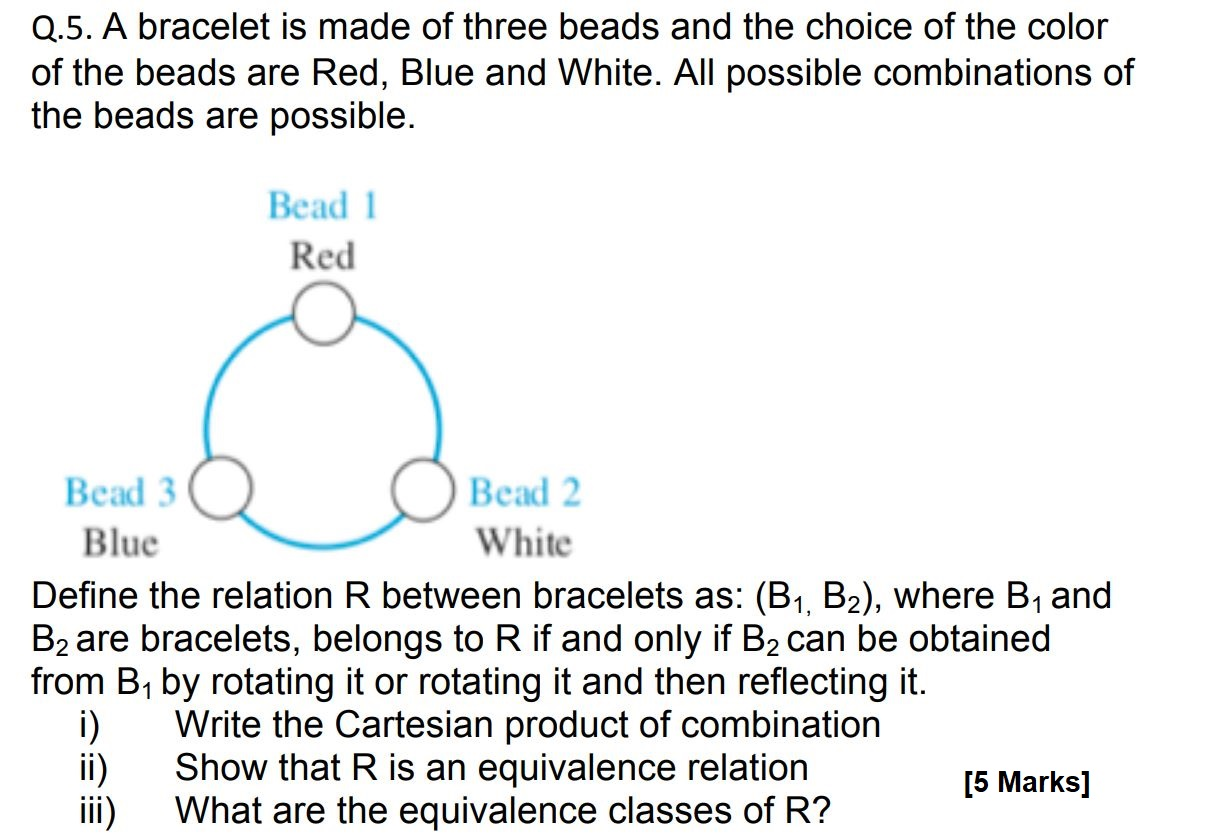Solved Question clarification - Each bead on a bracelet with | Chegg.com