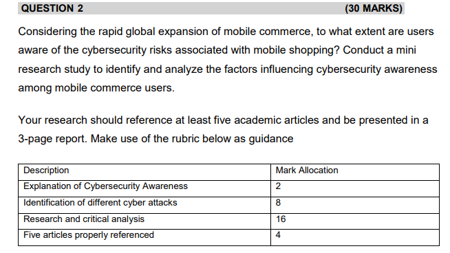 Solved QUESTION 2(30 ﻿MARKS)Considering the rapid global | Chegg.com