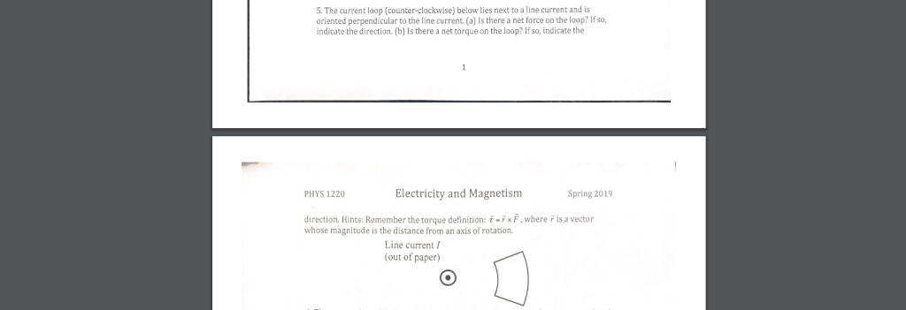 Solved S. The current loop (counter-clockwise) below lies | Chegg.com