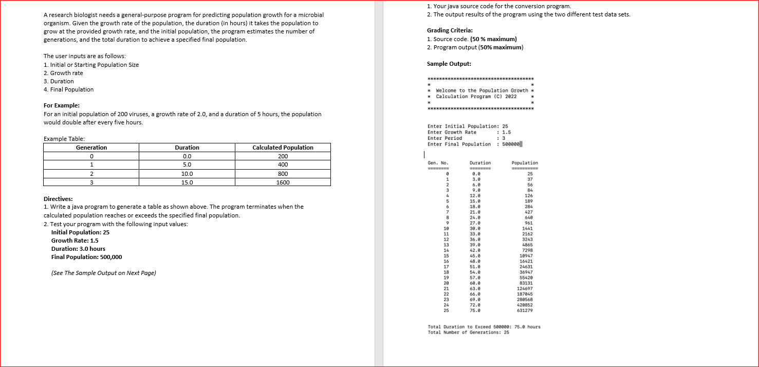 Solved A research biologist needs a general-purpose program | Chegg.com