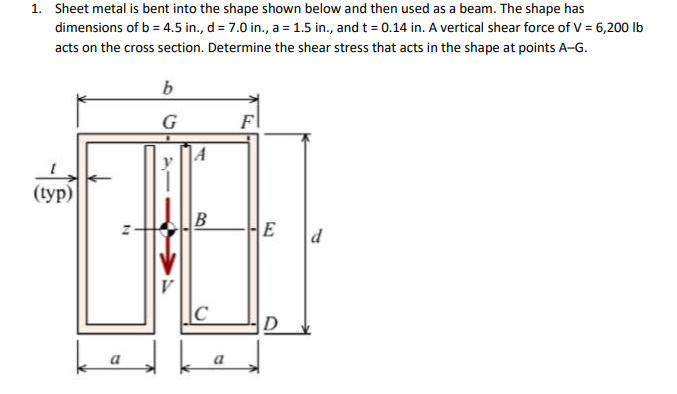 Solved 1. Sheet metal is bent into the shape shown below and | Chegg.com