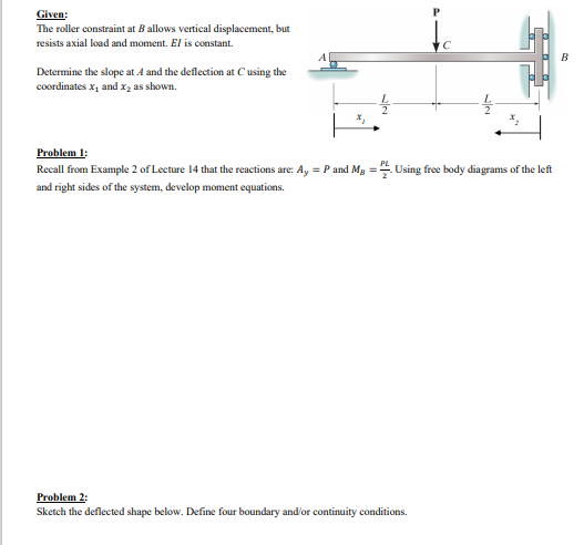 Solved Given: The roller constraint at B allows vertical | Chegg.com