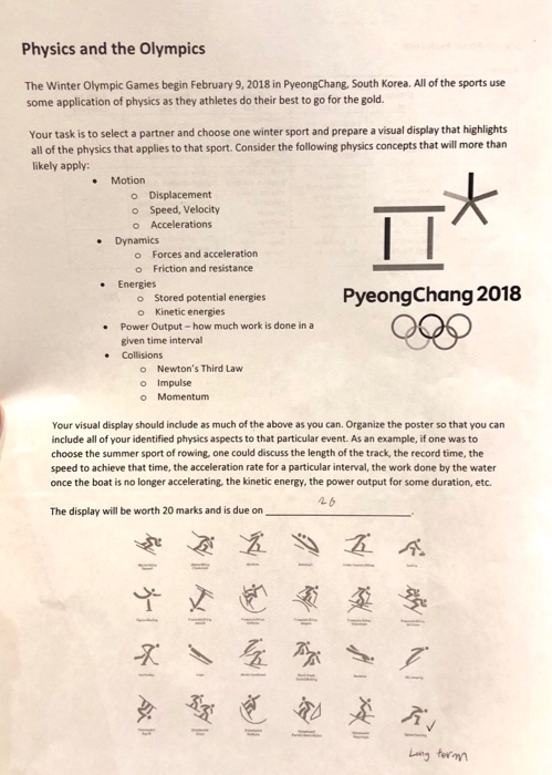 Solved Physics and the Olympics The Winter Olympic Games | Chegg.com