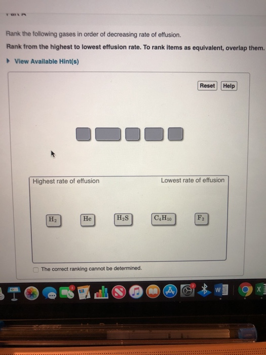 Solved Rank the following gases in order of decreasing rate | Chegg.com