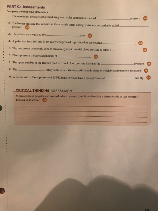 Solved PART C: Assessments Complete the following | Chegg.com