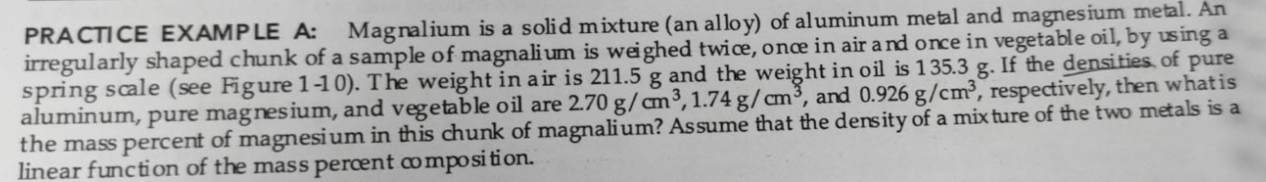 Solved PRACTICE EXAMPLE A: Magnalium is a solid mixture (an | Chegg.com