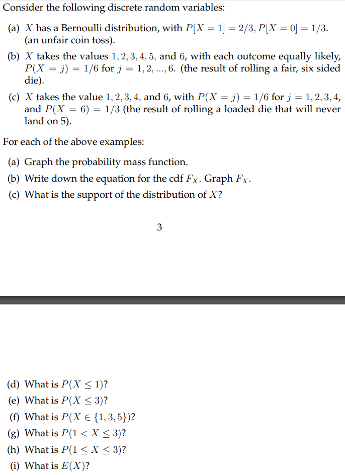 Solved Consider the following discrete random variables (a) | Chegg.com