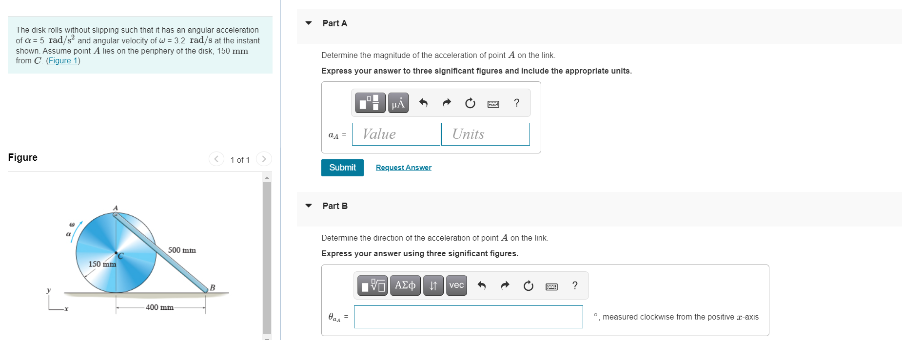 Solved Part A The disk rolls without slipping such that it | Chegg.com