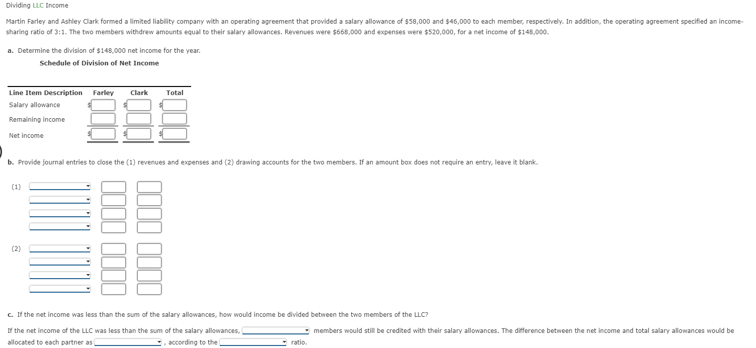 Solved a. Determine the division of $148,000 net income for | Chegg.com