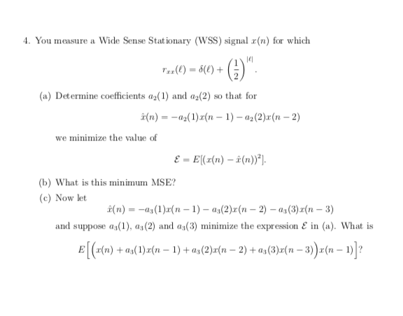 t's Linear Prediction and Optimum Linear Filter in | Chegg.com
