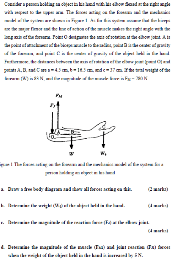 Solved Consider a person holding an object in his hand with | Chegg.com