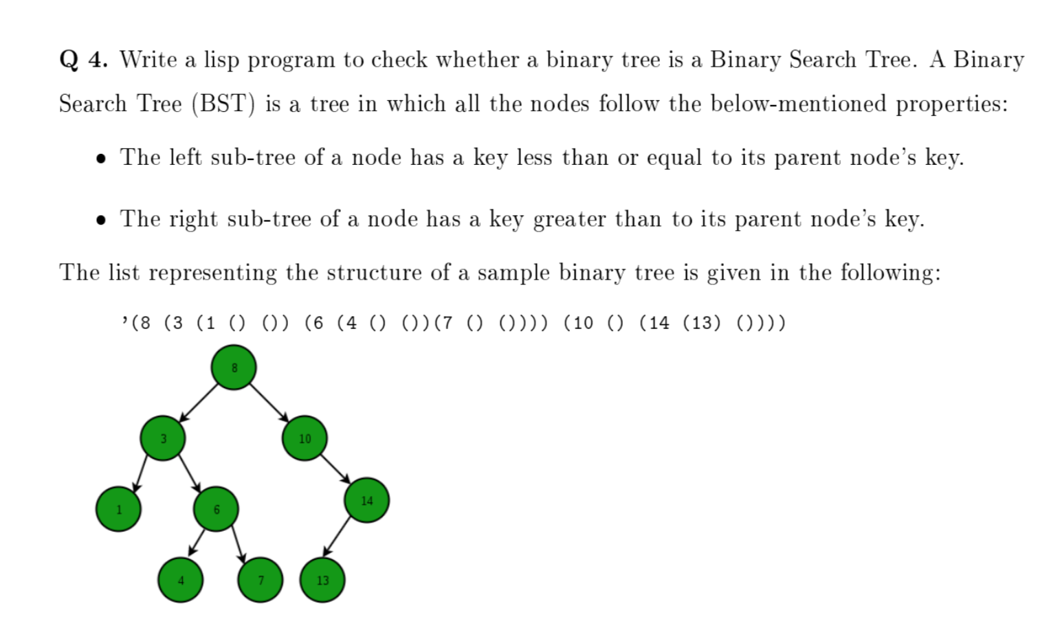 Solved Q 4. Write a lisp program to check whether a binary | Chegg.com