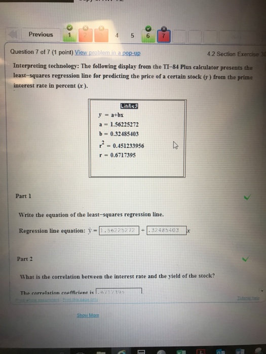 Solved Previous 1 Question 7 of 7 (1 point) View.problem in | Chegg.com