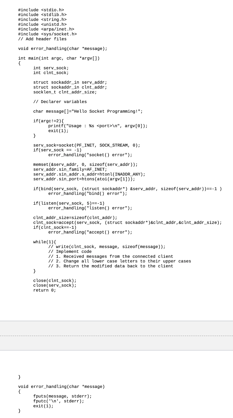 Solved \} void error_handling(char *message) \{ | Chegg.com