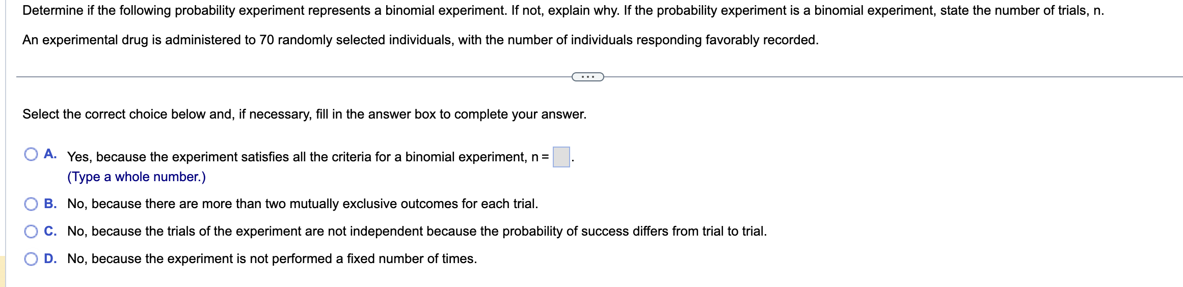 Solved Determine if the following probability experiment | Chegg.com