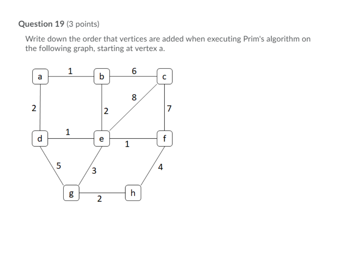 Solved Question 19 (3 points) Write down the order that | Chegg.com