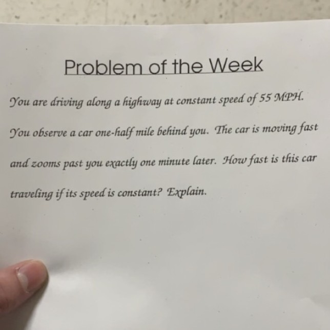 Solved Problem of the Week You are driving along a highway | Chegg.com