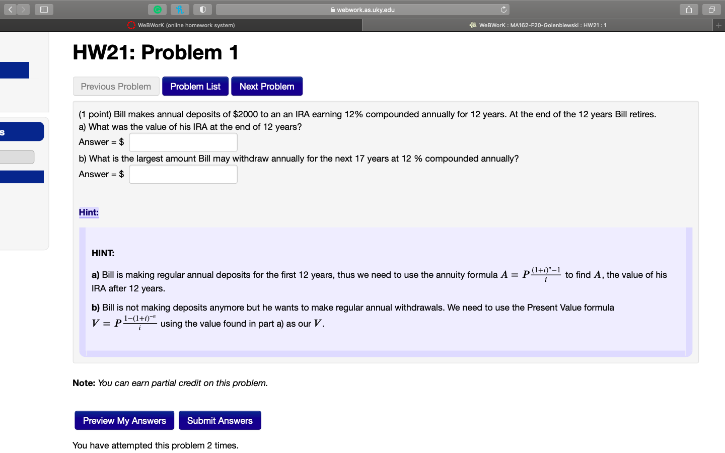 Solved webwork.as.uky.edu WebWork (online homework system) | Chegg.com