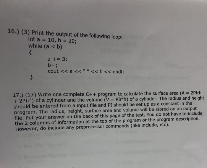 Solved 16.) (3) Print the output of the following loop: int | Chegg.com