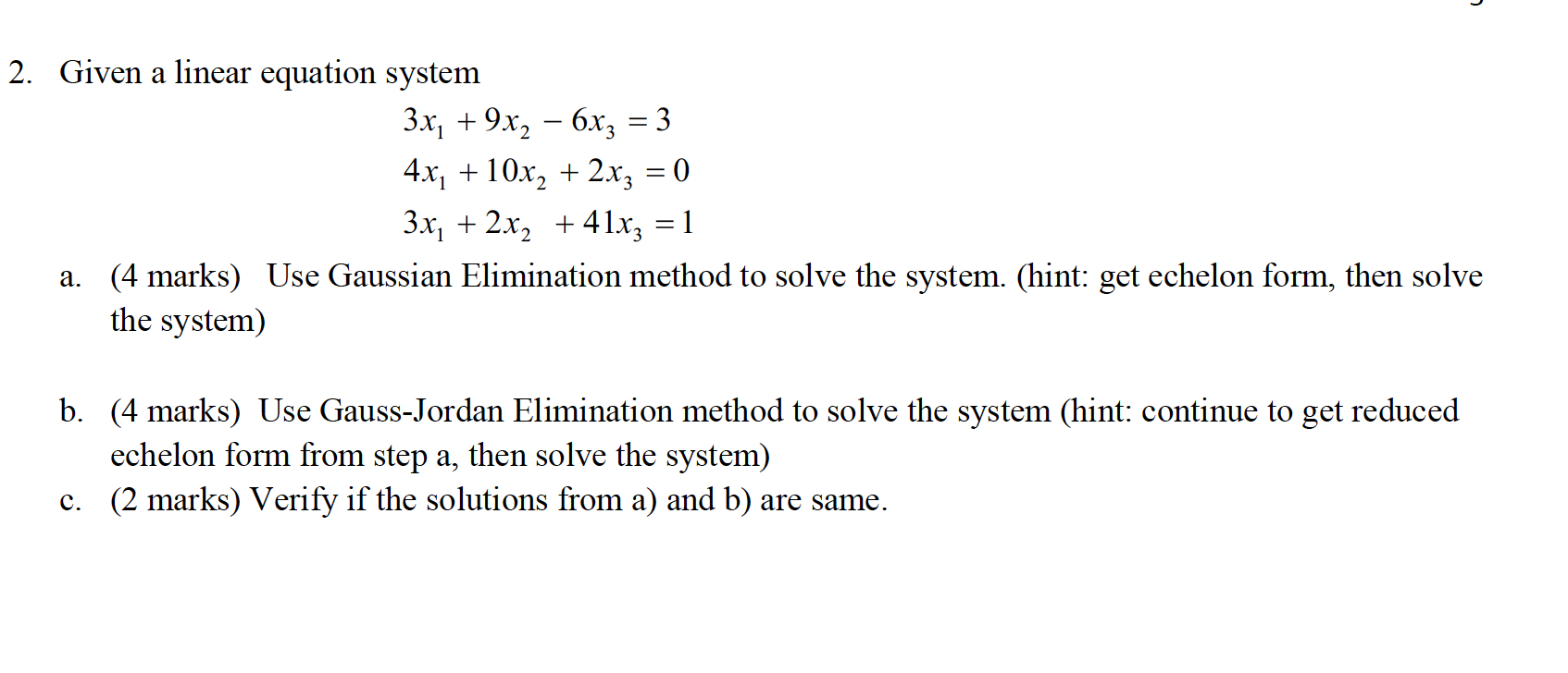 Solved Given a linear equation | Chegg.com