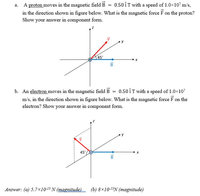 Solved a. A proton moves in the magnetic field ] = 0.50 i T | Chegg.com
