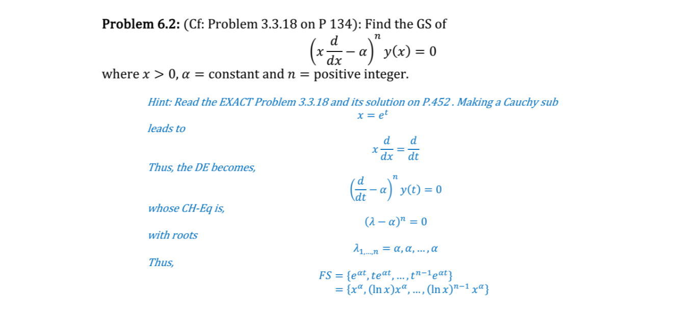 Solved Problem 6.2: (Cf: Problem 3.3.18 on P 134): Find the | Chegg.com