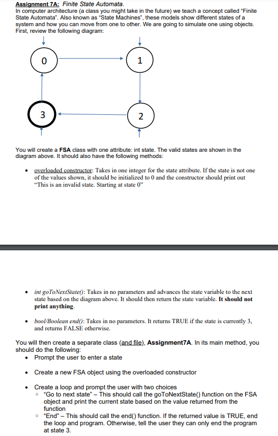 Solved Assignment 7A: Finite State Automata. In computer | Chegg.com