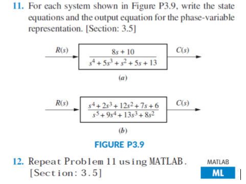 Solved 11. For each system shown in Figure P3.9, write the | Chegg.com