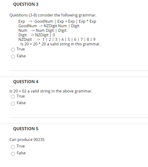 Solved QUESTION 1 Select ALL Terminals in the following BNF | Chegg.com