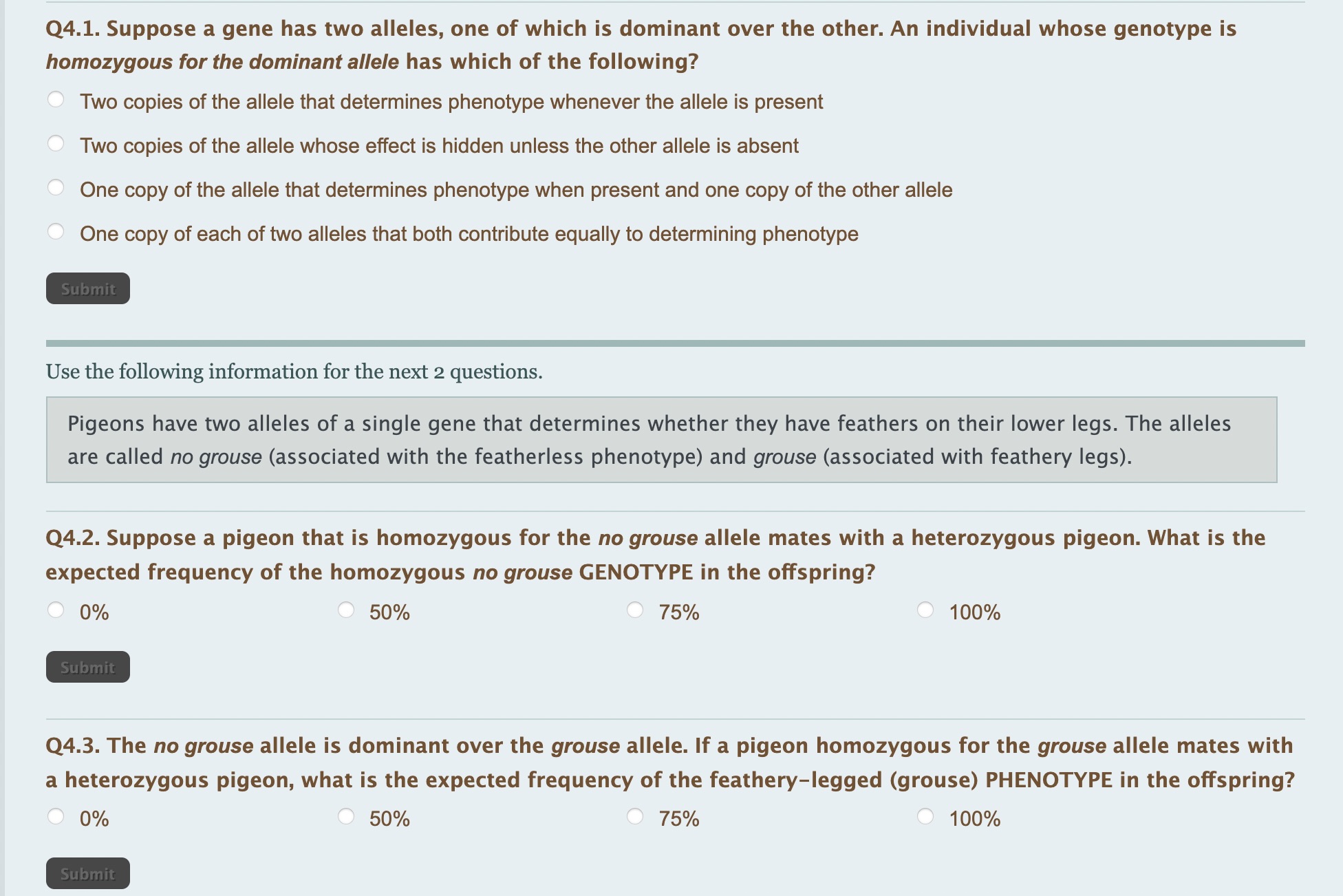 Solved Q4.1. Suppose a gene has two alleles, one of which is | Chegg.com