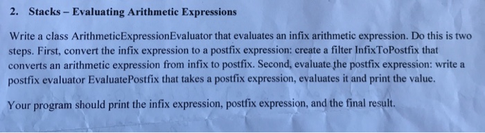 Solved Write a class Arithmetic Expression Evaluator that | Chegg.com