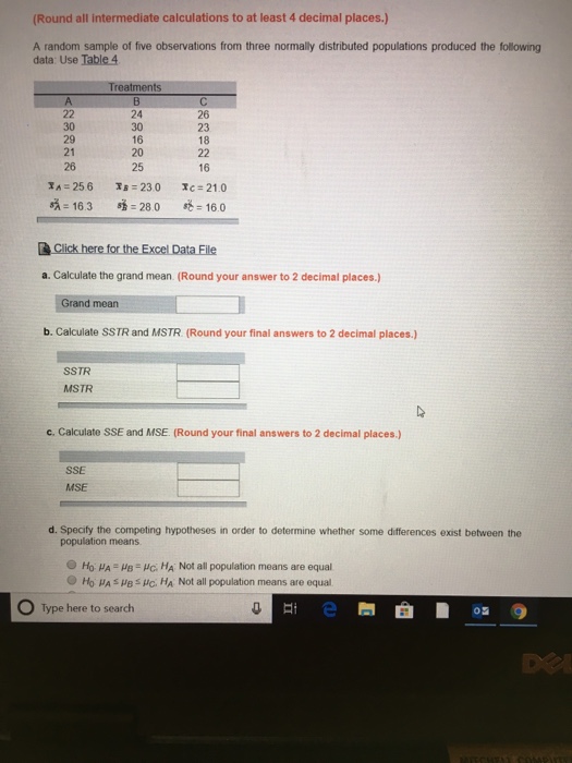 Solved (Round all intermediate calculations to at least 4 | Chegg.com