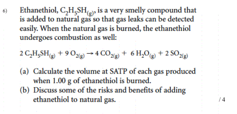 Solved 6) Ethanethiol, C,H $Hey, is a very smelly compound | Chegg.com