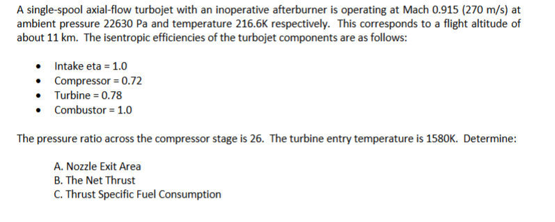 Solved A single-spool axial-flow turbojet with an | Chegg.com