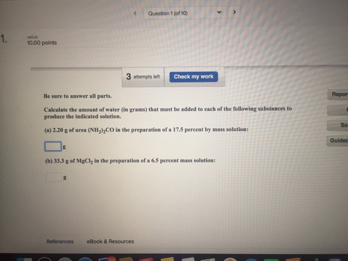 Solved Calculate the amount of water (in grams) that must be | Chegg.com